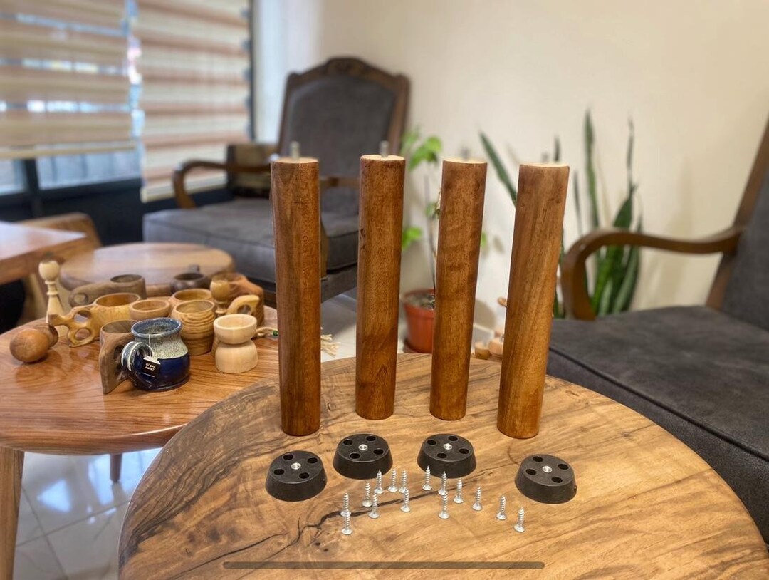 Walnut Wood Cylinder Furniture Legs - 2" Wide, DIY Set of 4 - Etsy