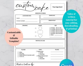 Custom Cake Order Form Template - Etsy