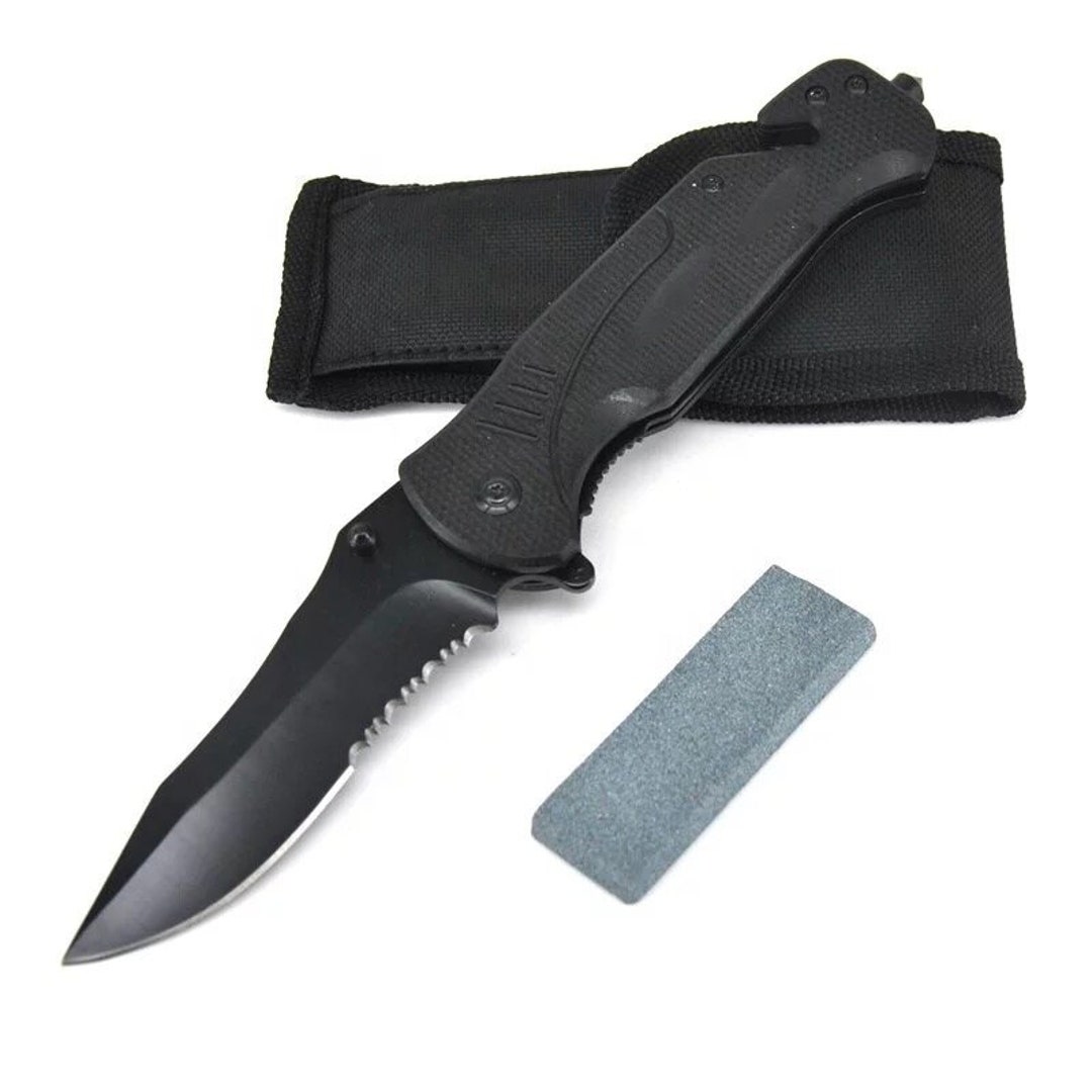 Personalized Tactical Knife With Sharpener and Case - Etsy