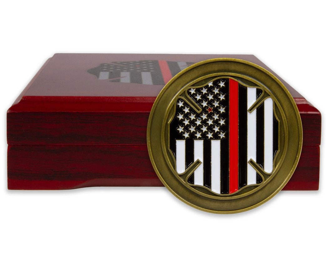 Personalized Thin Red Line Challenge Coin - Etsy