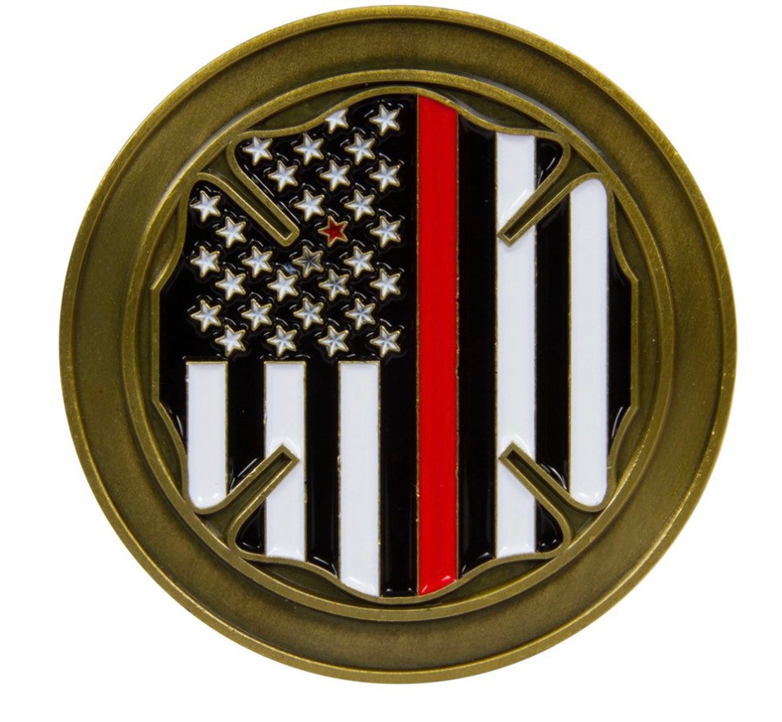 Personalized Thin Red Line Challenge Coin - Etsy