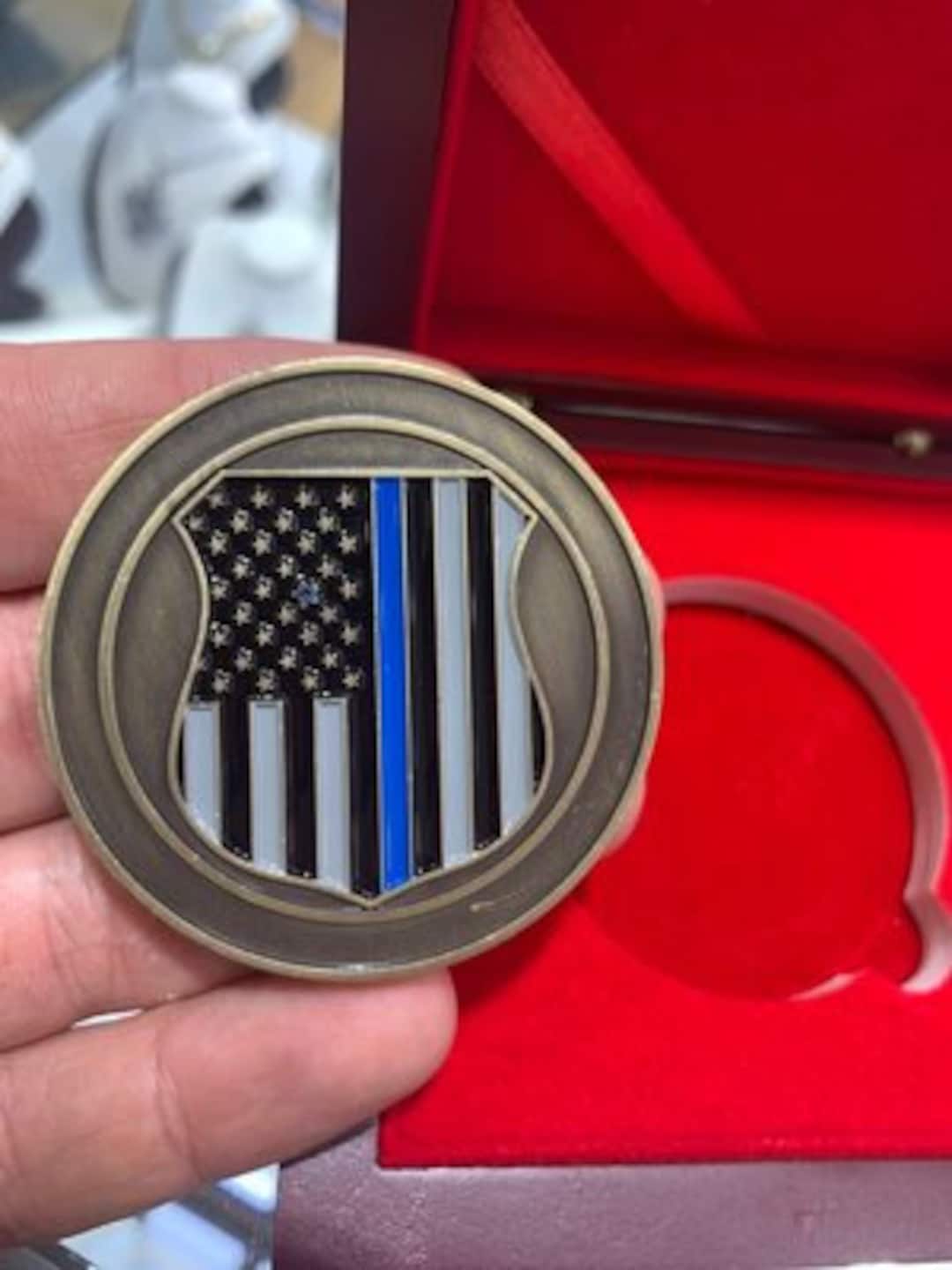 Personalized Thin Blue Line Challenge Coin - Etsy