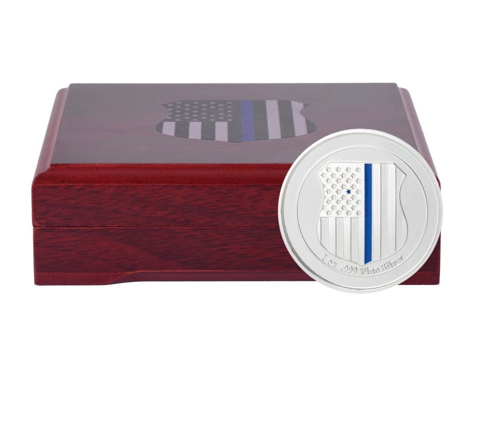 Thin Blue Line 1oz Pure Silver Challenge Coin - Etsy