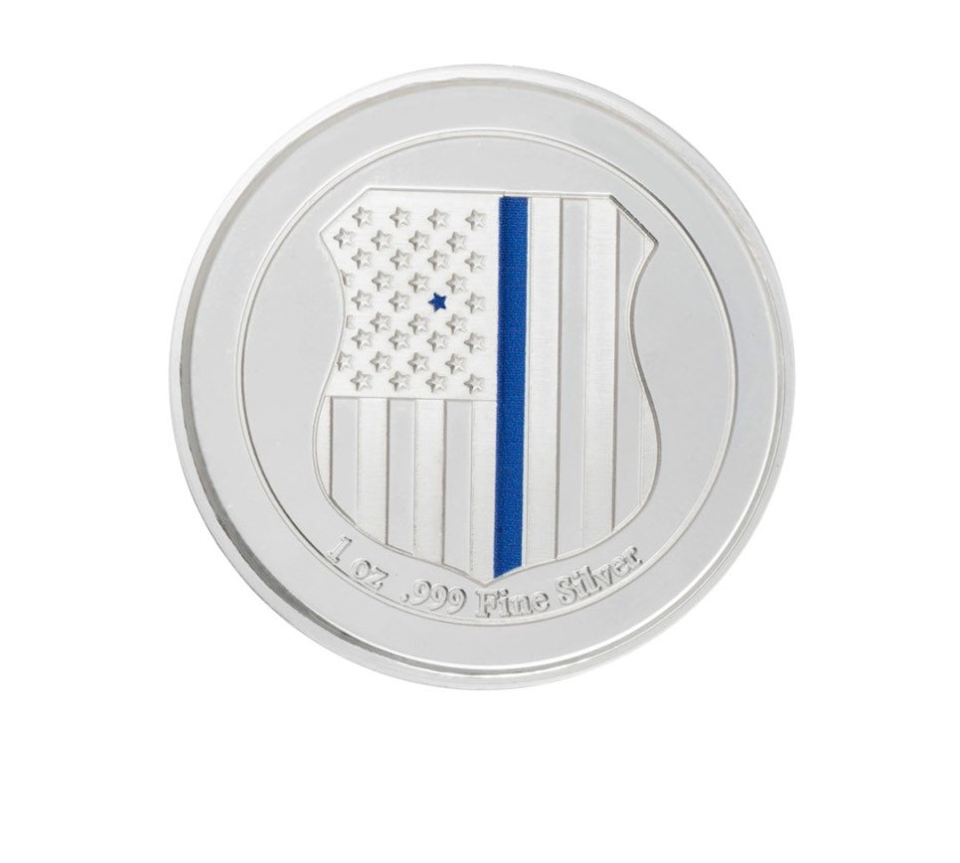 Thin Blue Line 1oz Pure Silver Challenge Coin - Etsy