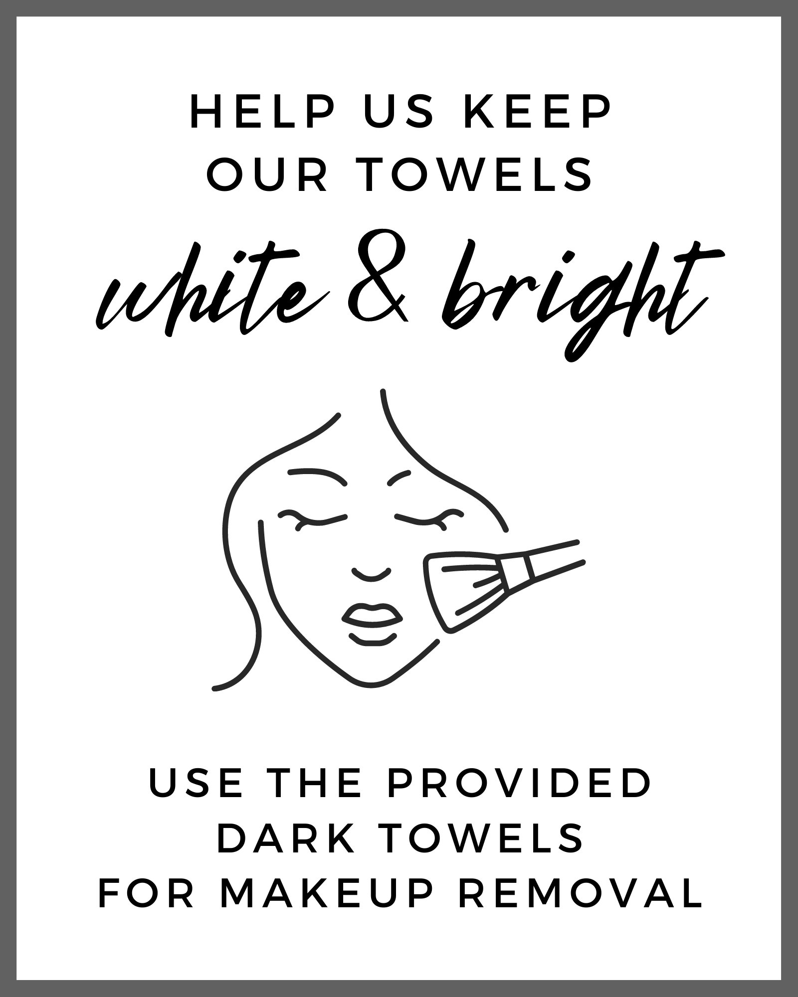 Airbnb and Vacation Rental Sign Makeup Removal Sign Printable Download ...