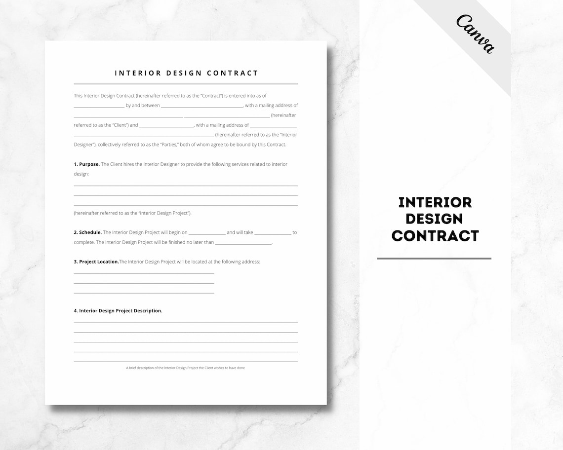 Interior Design Contract, Interior Design Agreement Template, PDF File ...