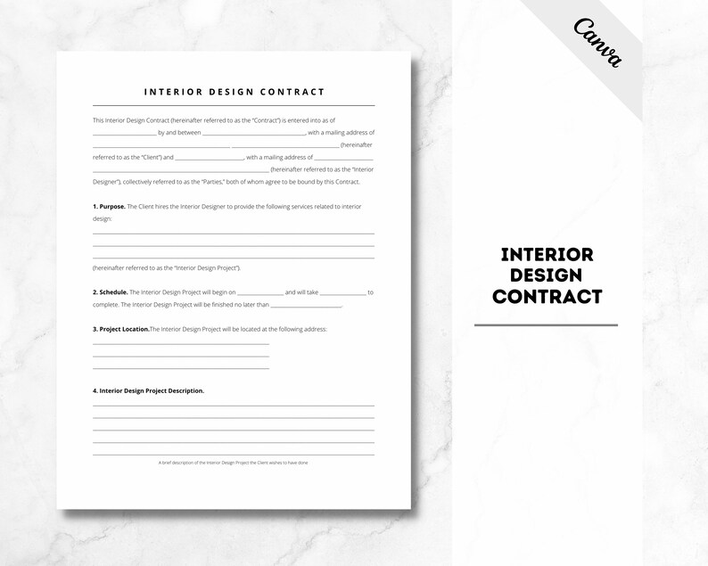 Interior Design Contract, Interior Design Agreement Template, PDF File ...