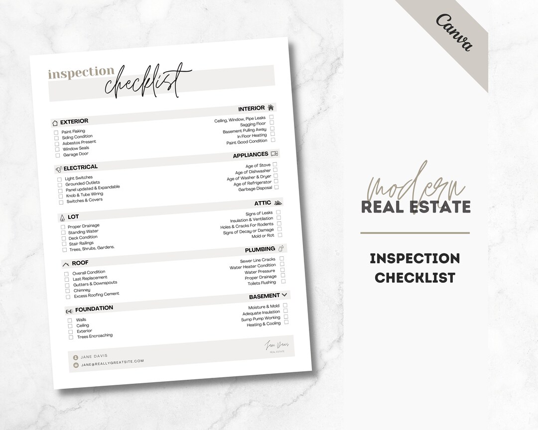 Real Estate Home Inspection Checklist, Real Estate Marketing, House ...