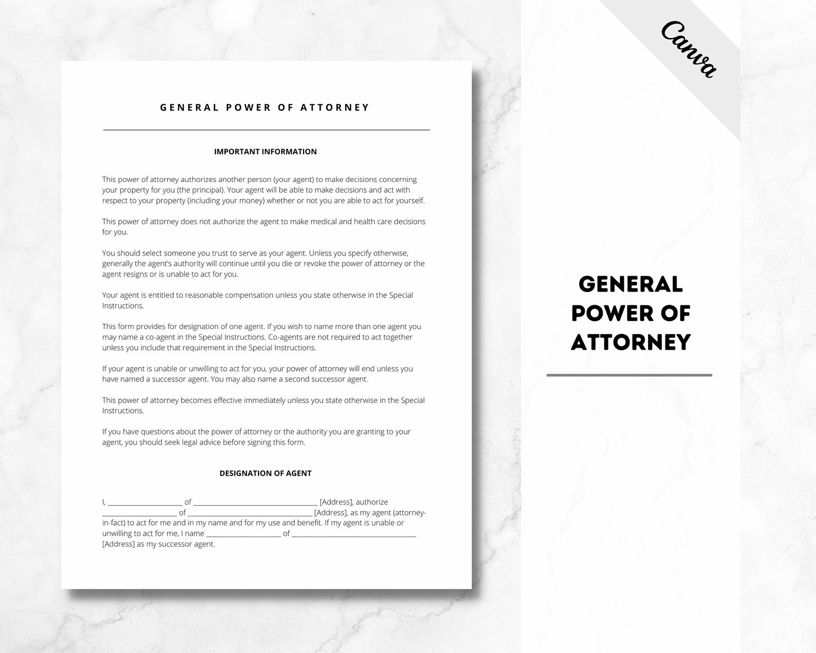 General Power of Attorney, POA, Power of Attorney Form, Power of ...