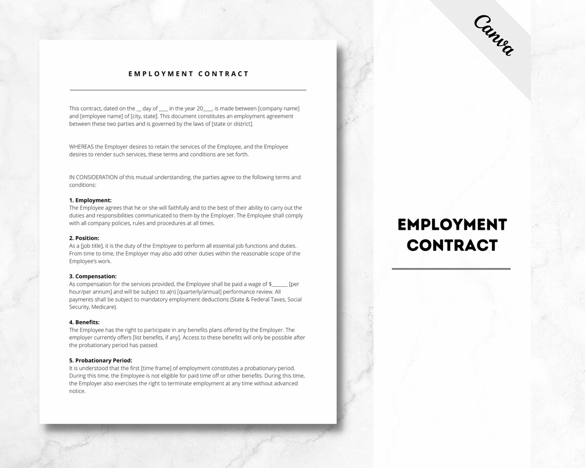 Employment Contract Agreement, Employment Service Contract Agreement ...