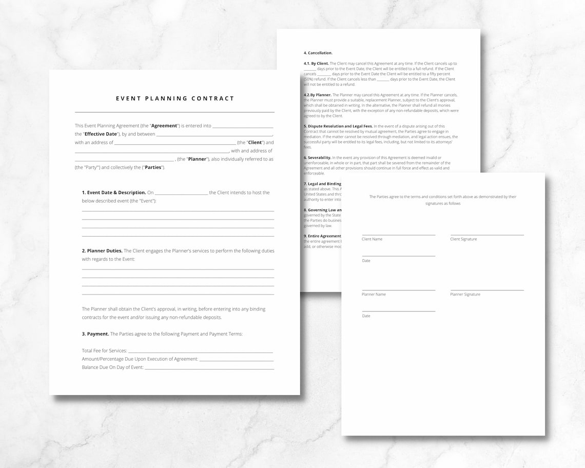Editable Event Planner Contract Template, Event Planner Agreement ...