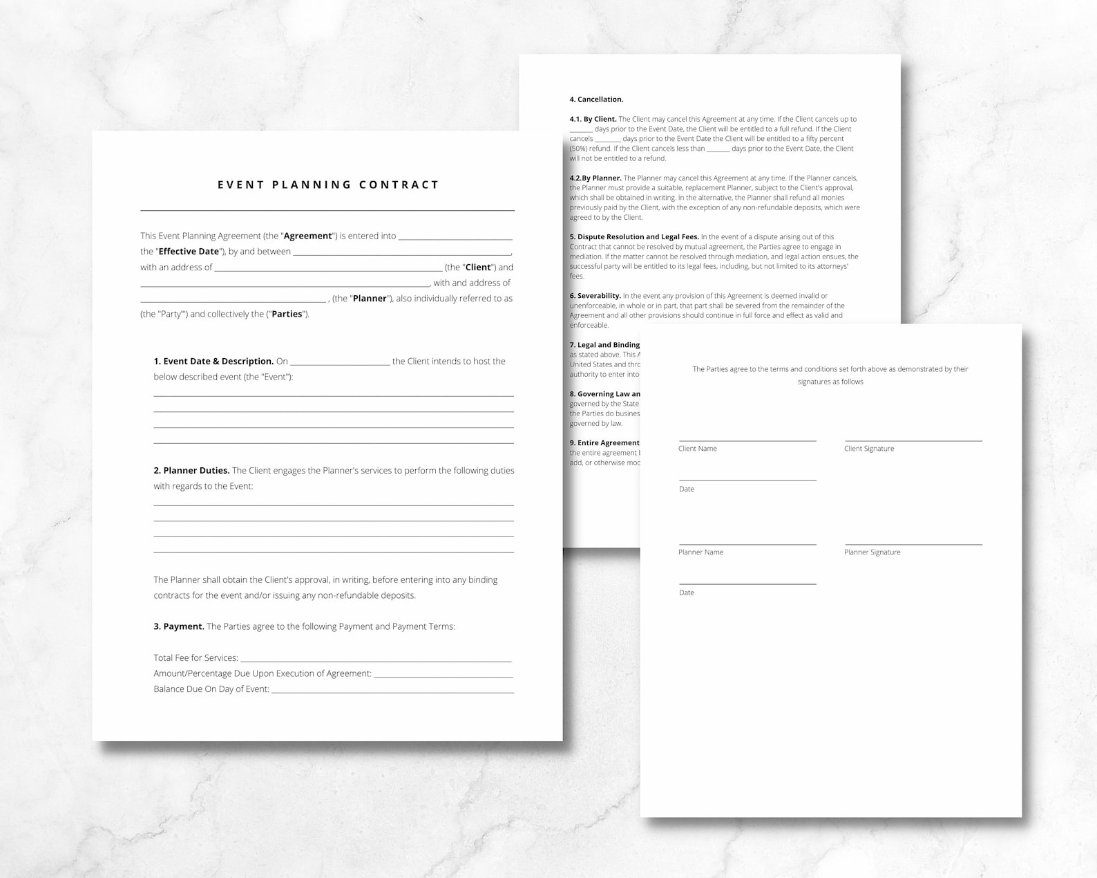 Editable Event Planner Contract Template, Event Planner Agreement ...