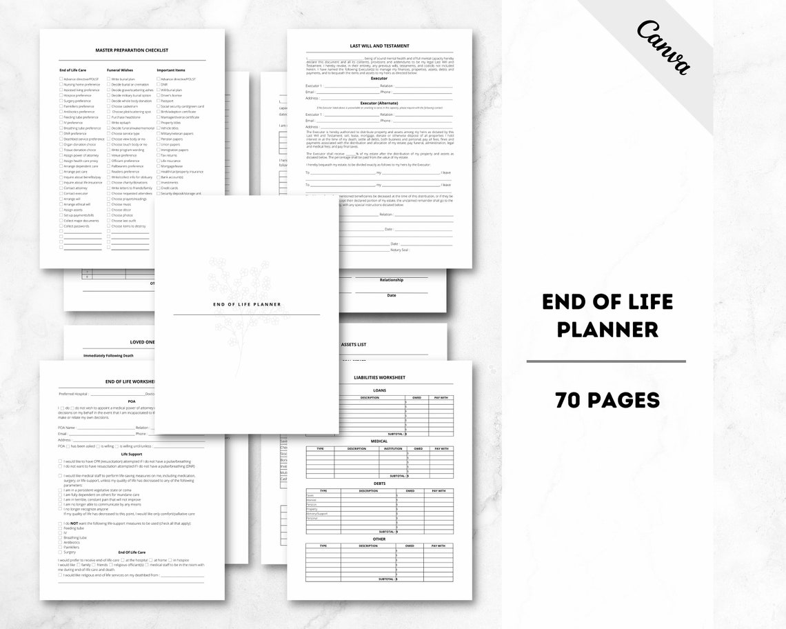 End of Life Planner, After I'm Gone Planner, Final Wishes Planner ...