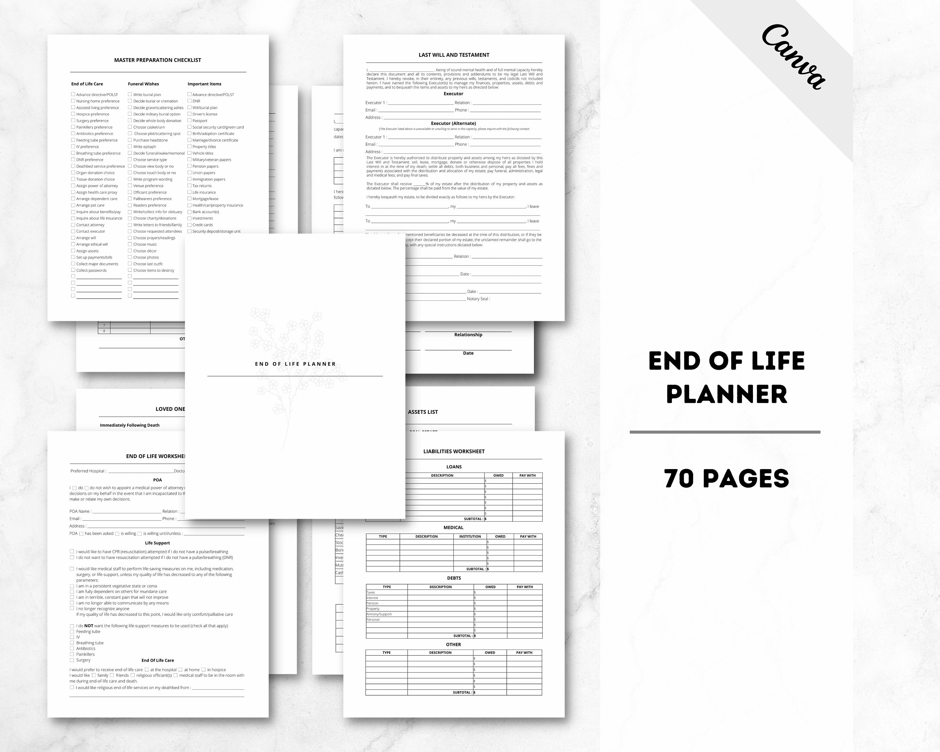 End of Life Planner, After I'm Gone Planner, Final Wishes Planner ...