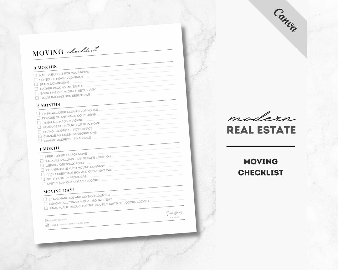 Real Estate Moving Checklist, Real Estate Marketing, Moving Checklist ...