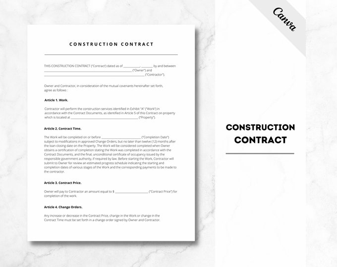 Construction Contract Agreement Templates. Construction Template ...