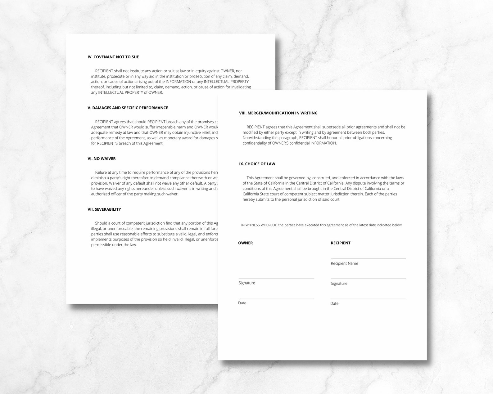 Non Disclosure Agreement Template, NDA Forms, NDA Template, PDF File ...