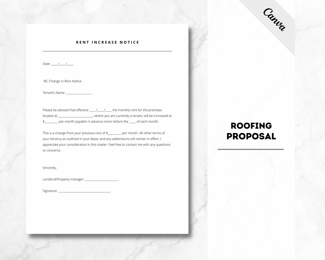 Rental Increase Notice, Rent Increase Form, Editable, Rent Increase ...