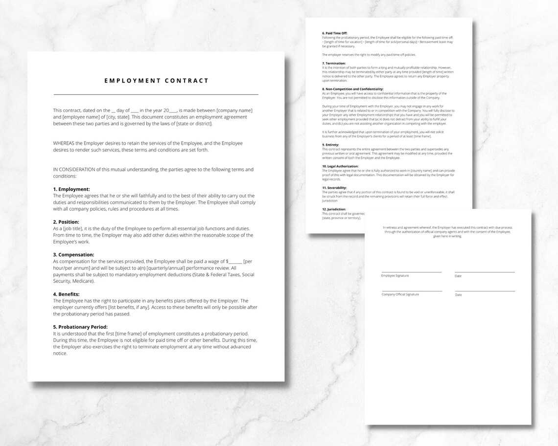 Employment Contract Agreement, Employment Service Contract Agreement ...