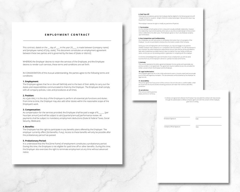 Employment Contract Agreement, Employment Service Contract Agreement ...