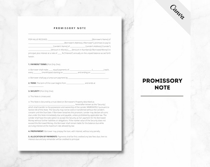 Promissory Note Forms, Promissory Note Templates, PDF File, Promissory ...