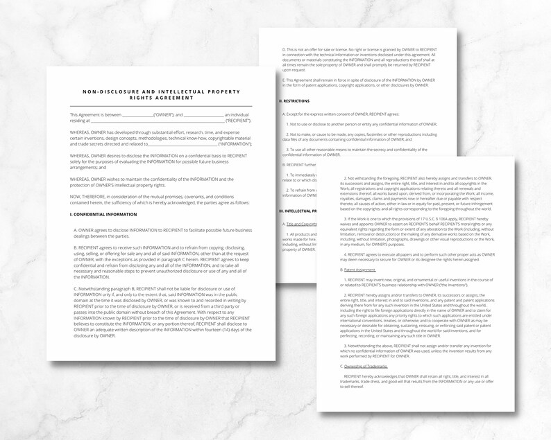 Non Disclosure Agreement Template, NDA Forms, NDA Template, PDF File ...