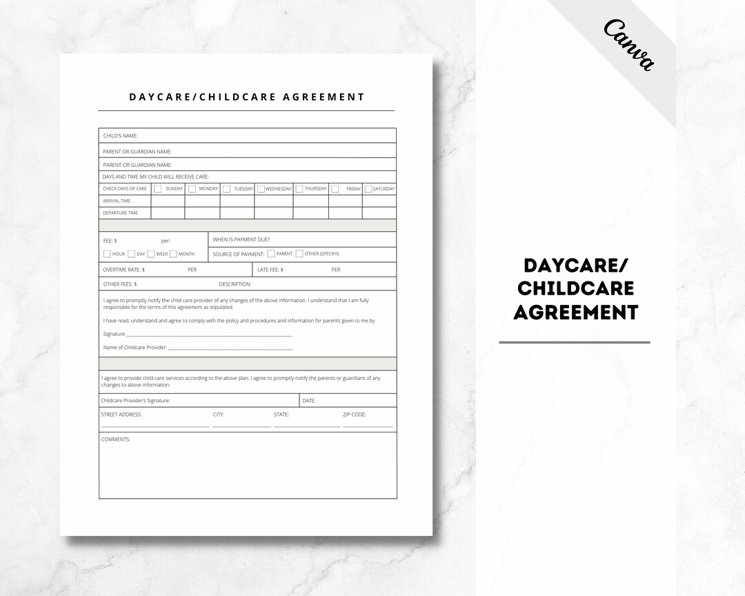 Daycare Contract, Daycare Childcare Service Agreement in PDF File ...