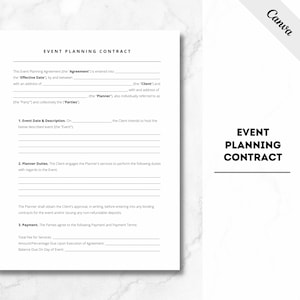 Editable Event Planner Contract Template, Event Planner Agreement ...