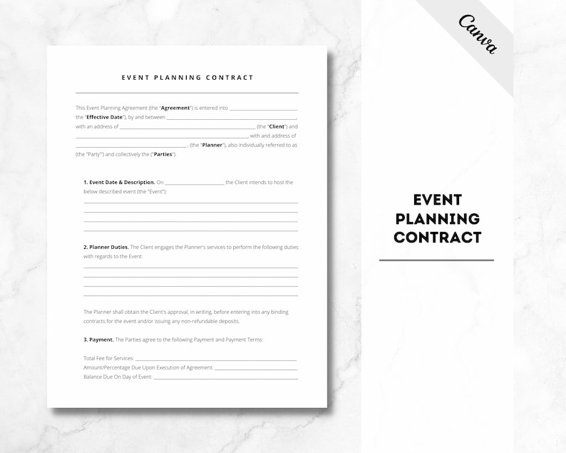 Editable Event Planner Contract Template, Event Planner Agreement ...