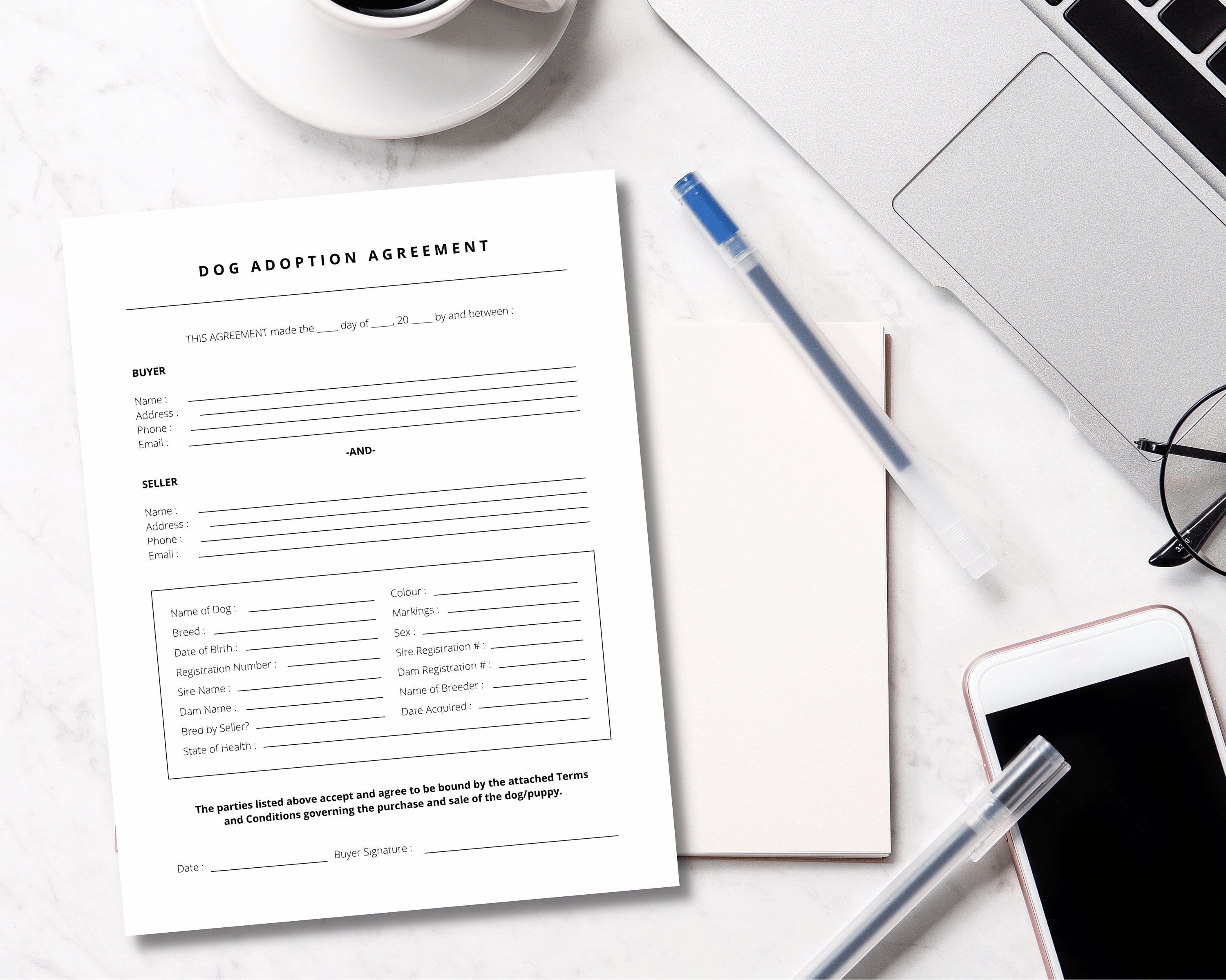 Dog Adoption Agreement, Dog Bill of Sale, Puppy Adoption Agreement ...