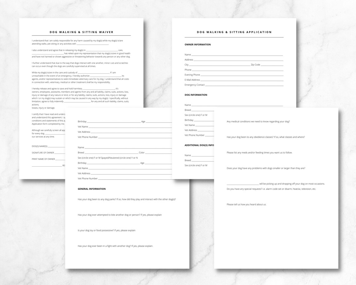 Pet Sitting Waiver Form, Pet Sitting Release Form, Dog Walking and Pet ... Pet Sitting Waiver Form, Pet Sitting Release Form, Dog Walking and Pet ...