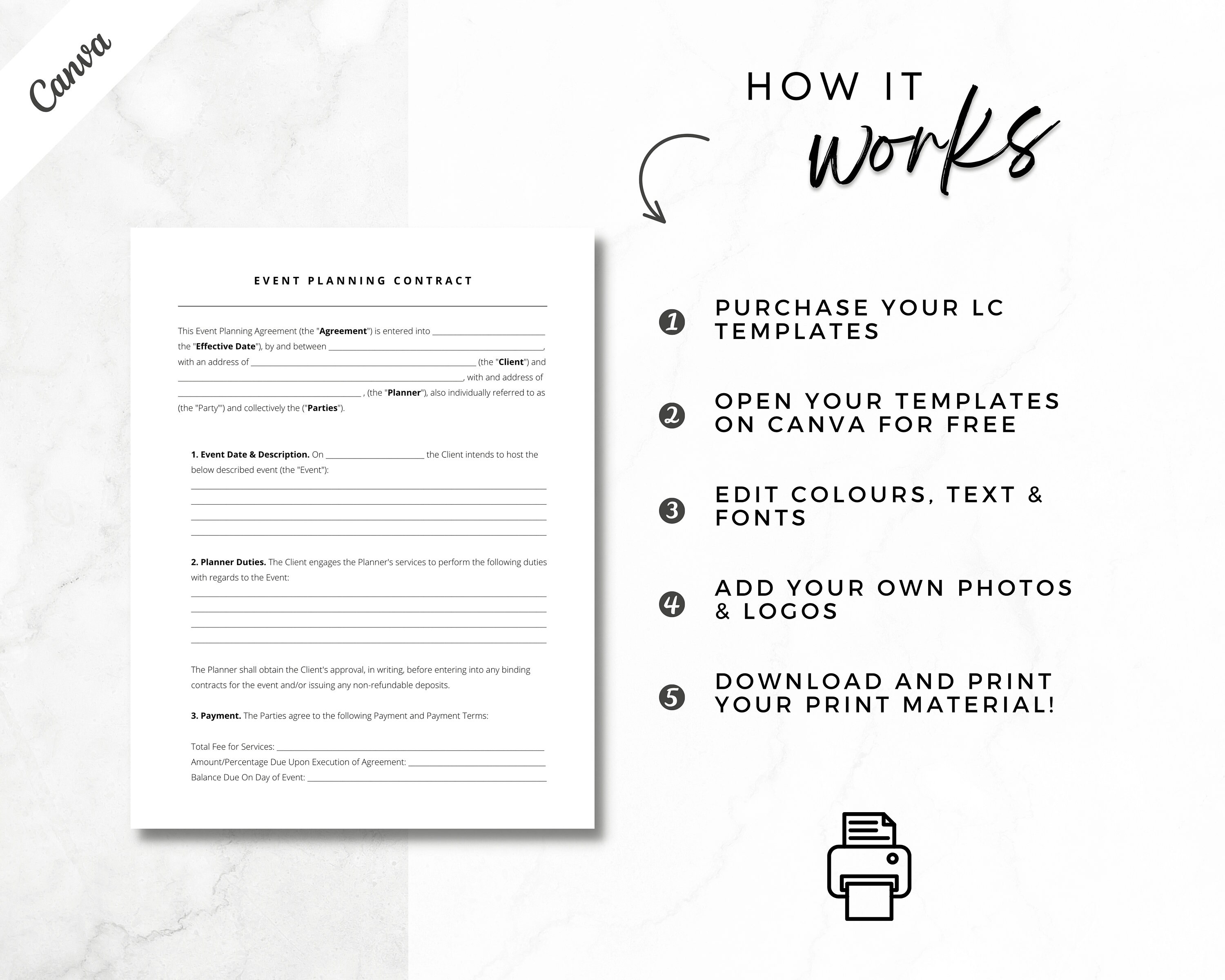 Editable Event Planner Contract Template, Event Planner Agreement ...