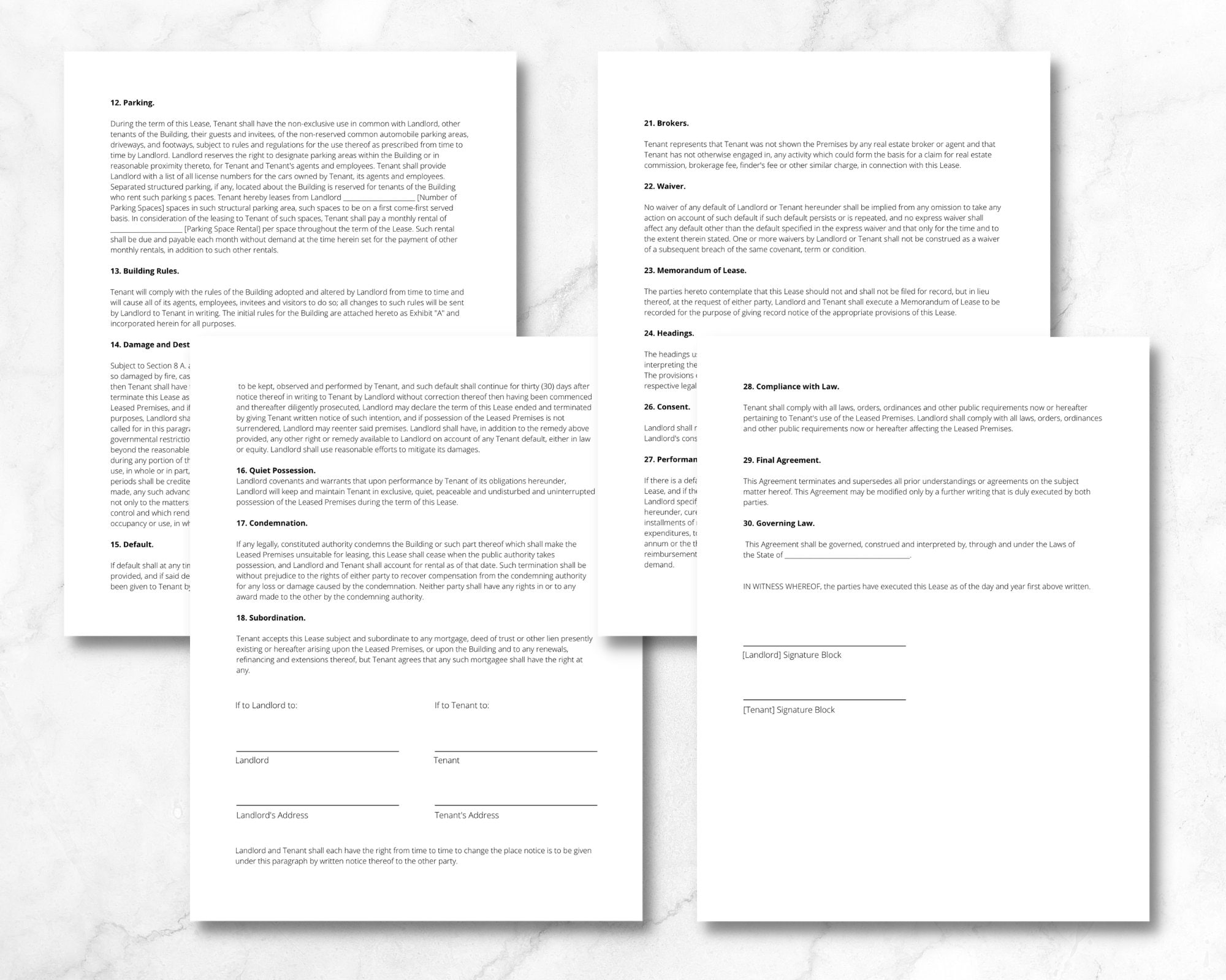 Commercial Lease Agreement, Commercial Property Lease Contract, PDF ...