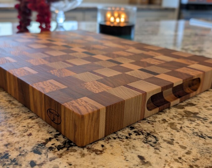 Beautiful Handmade Checkerboard Pattern End Grain Cutting Board With ...