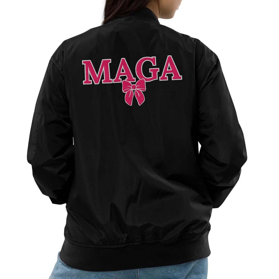 Embroidered Coquette Maga Premium Recycled Chic Bomber Jacket, Trump ...