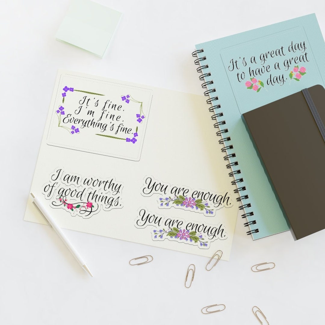 Positive Affirmation Vinyl Sticker Sheets, Inspirational Quotes, Self ...
