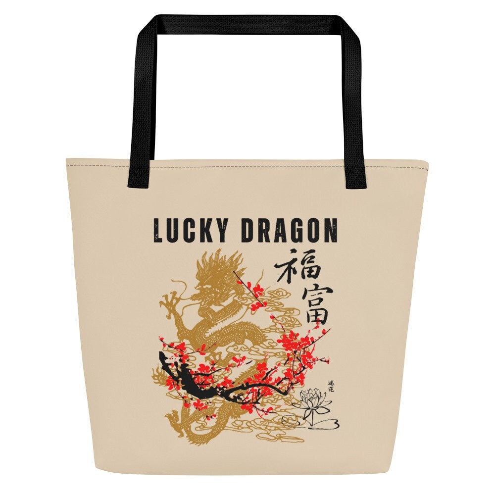 Lucky Dragon Large Tote Bag, Gift for Dragon Lover, Oriental Dragon ...