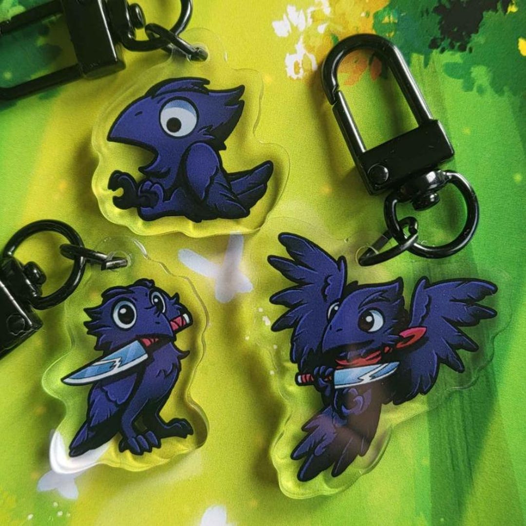 Menacing Crow Acrylic Keychain | Animal Charm - Etsy