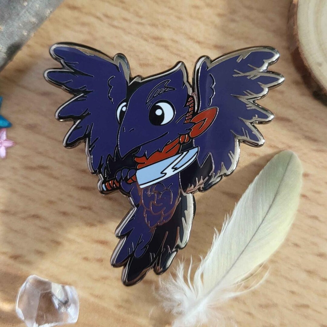 Crowfully Menacing - Flying Knife Crow - Enamel Pin - Etsy