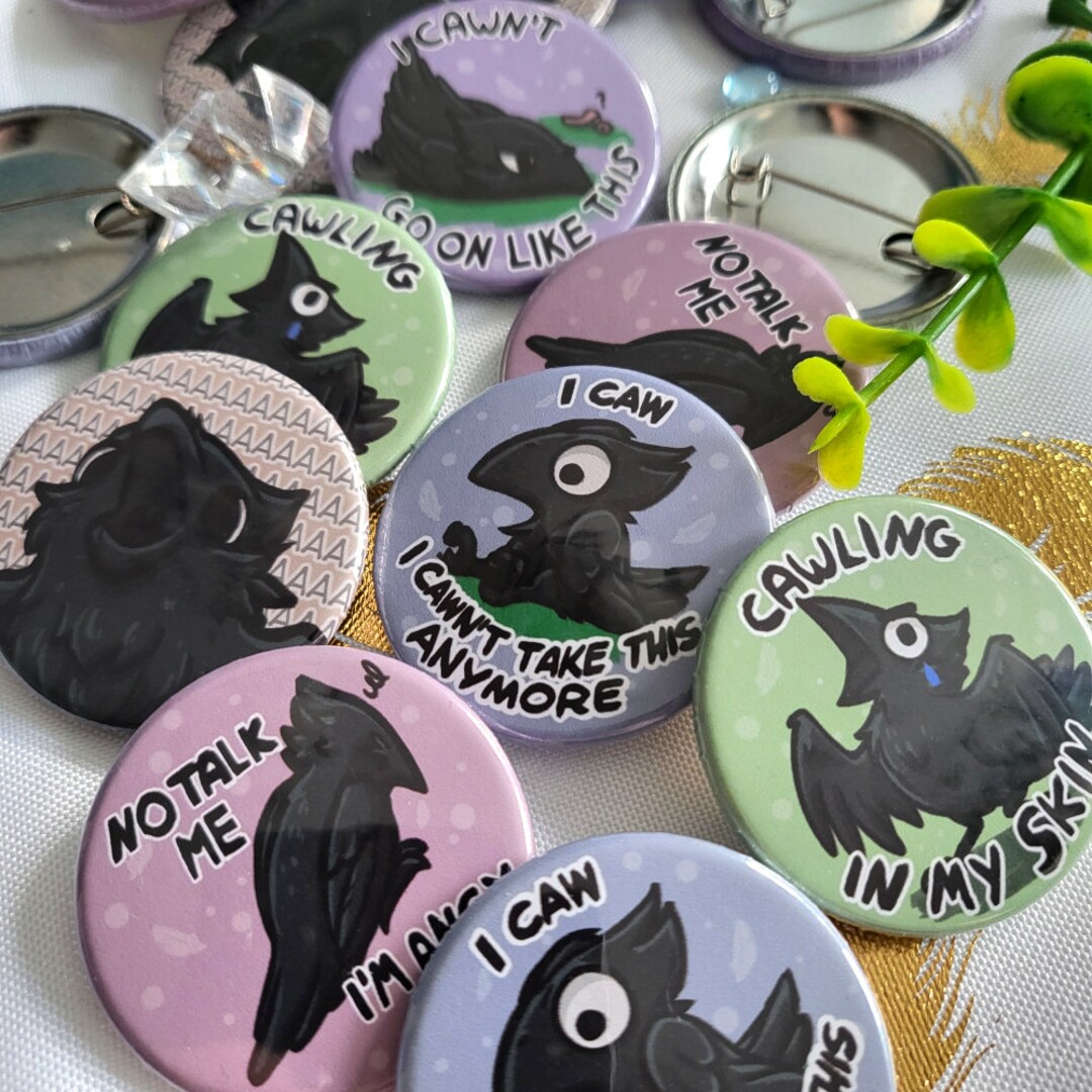 Depressows - Depressed Cute Little Crow Buttons (38mm) - Etsy