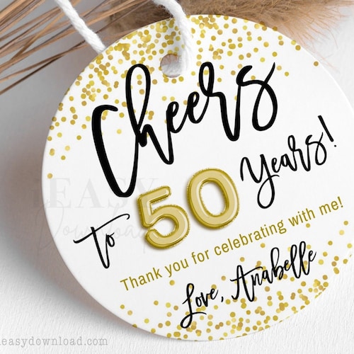 50th Birthday Favor Tags 50th Birthday Thank You Tags - Etsy