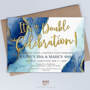 Adult Double Celebration Invitation, Double Birthdays, Anniversaries ...