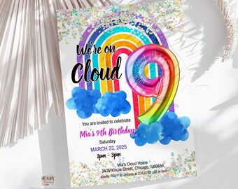 Cloud 9 Rainbow Invitation - Etsy