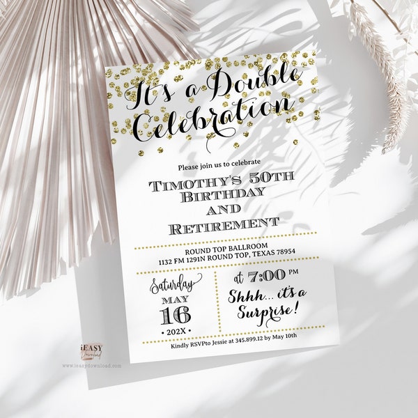 Double Celebration Invitation Retirement and Birthday - Etsy