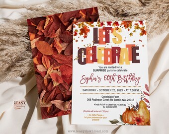 Fall Surprise Birthday Invitation 60th Birthday Invitation - Etsy