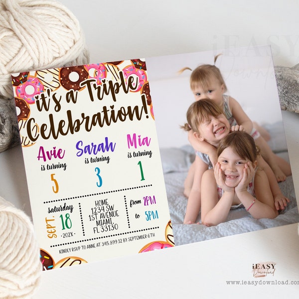Triple Celebration Invitation - Etsy