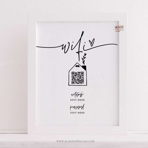 Modern Wifi Qr Code Sign - Etsy