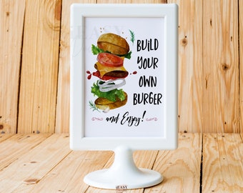 Build Your Own Burger, Burger Bar Sign, Baby Q Party Sign, Burger Sign ...
