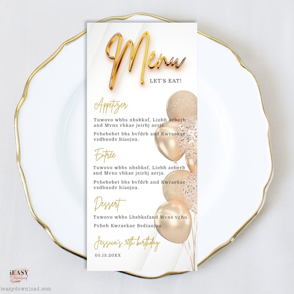 Gold Menu - Etsy