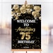 75th Birthday Welcome Sign Black and Gold Balloons DIY Corjl Template ...